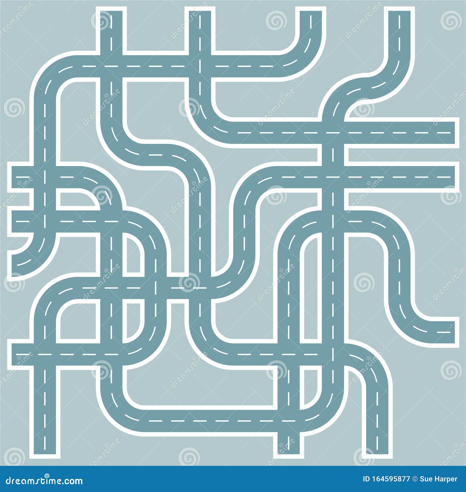 Freeway Maze Painted In Graphic Poster Style Illustration ...