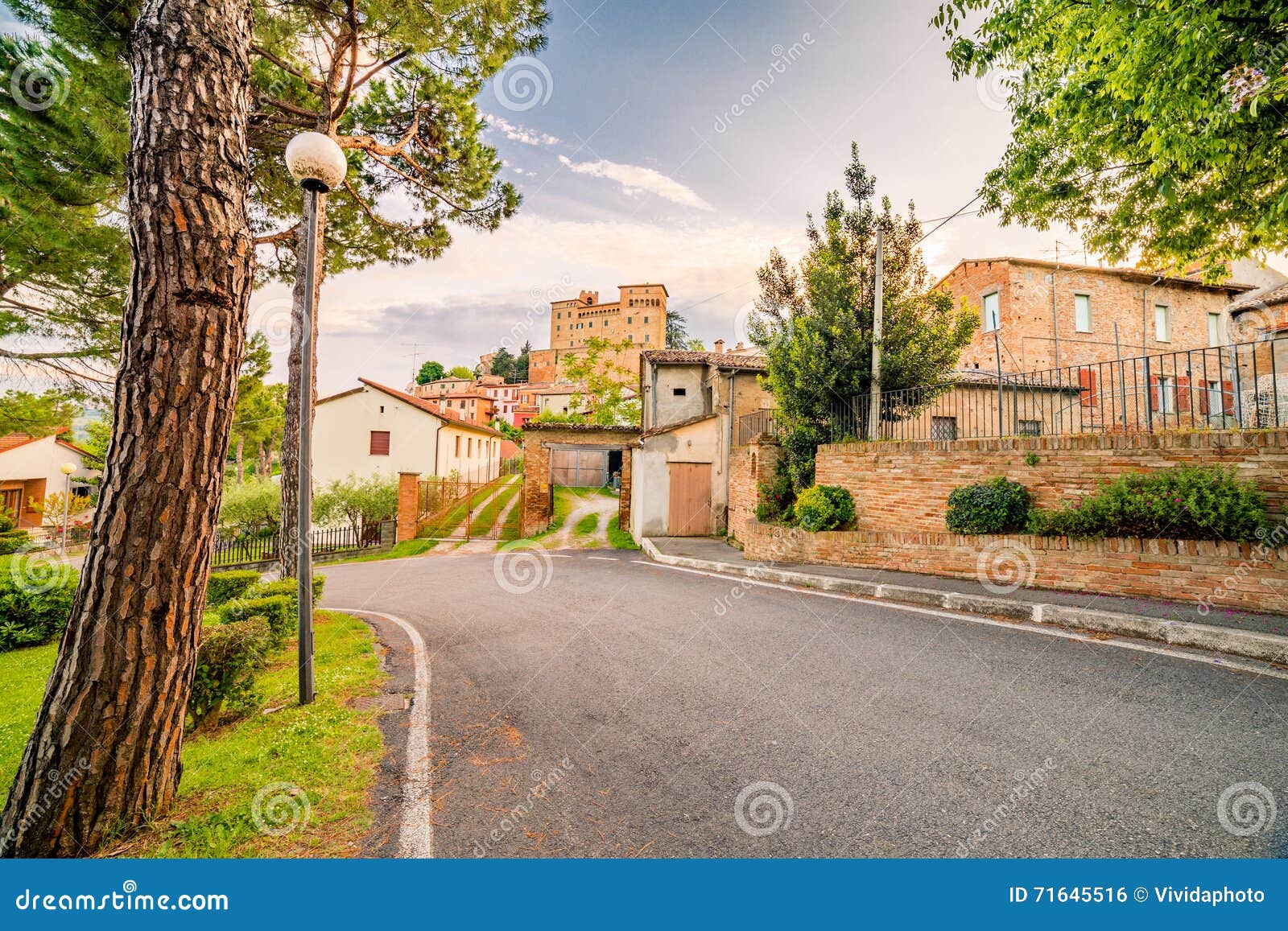 Streets of Small Hilltop Village Stock Photo - Image of tower ...