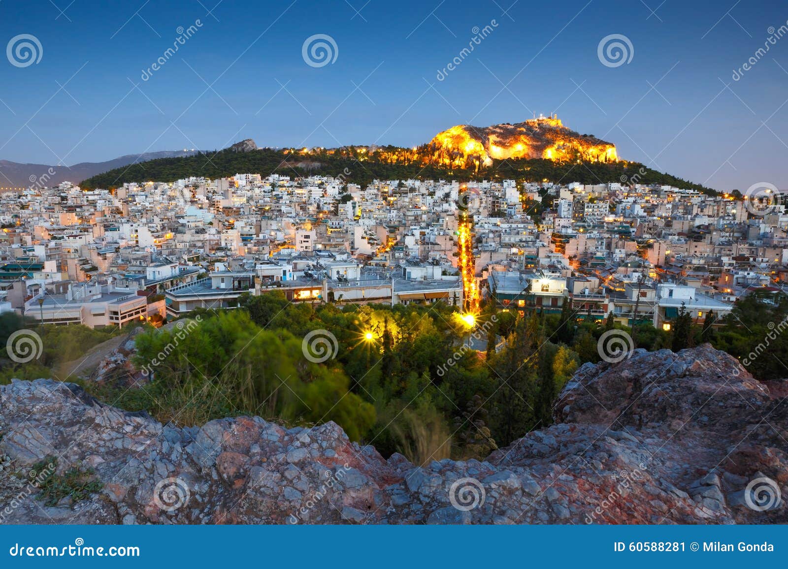 Strefi Hill, Athens. stock image. Image of sunset, city - 60588281