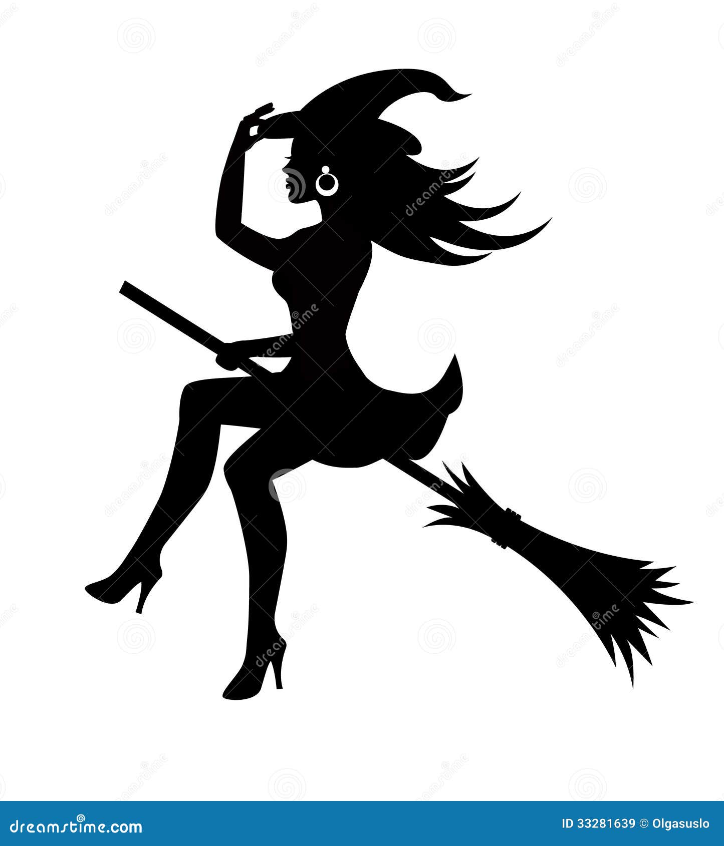 Strega Su Un Manico Di Scopa Illustrazione di Stock - Illustrazione di ...