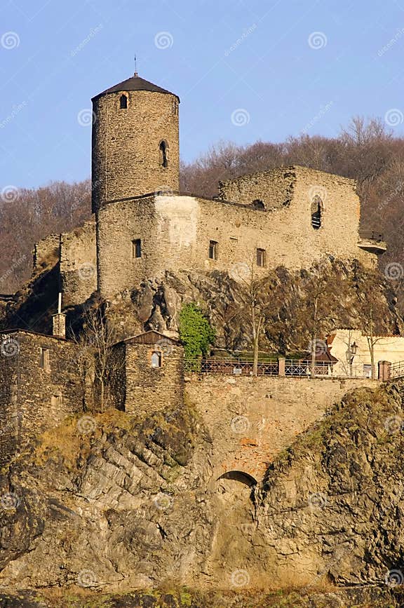 Strekov stock image. Image of aussig, wall, rock, tower - 22898715