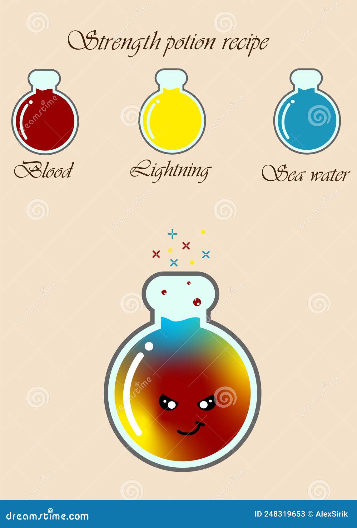 Strenght Potion Witchcraft Book Page Stock Vector - Illustration of ...