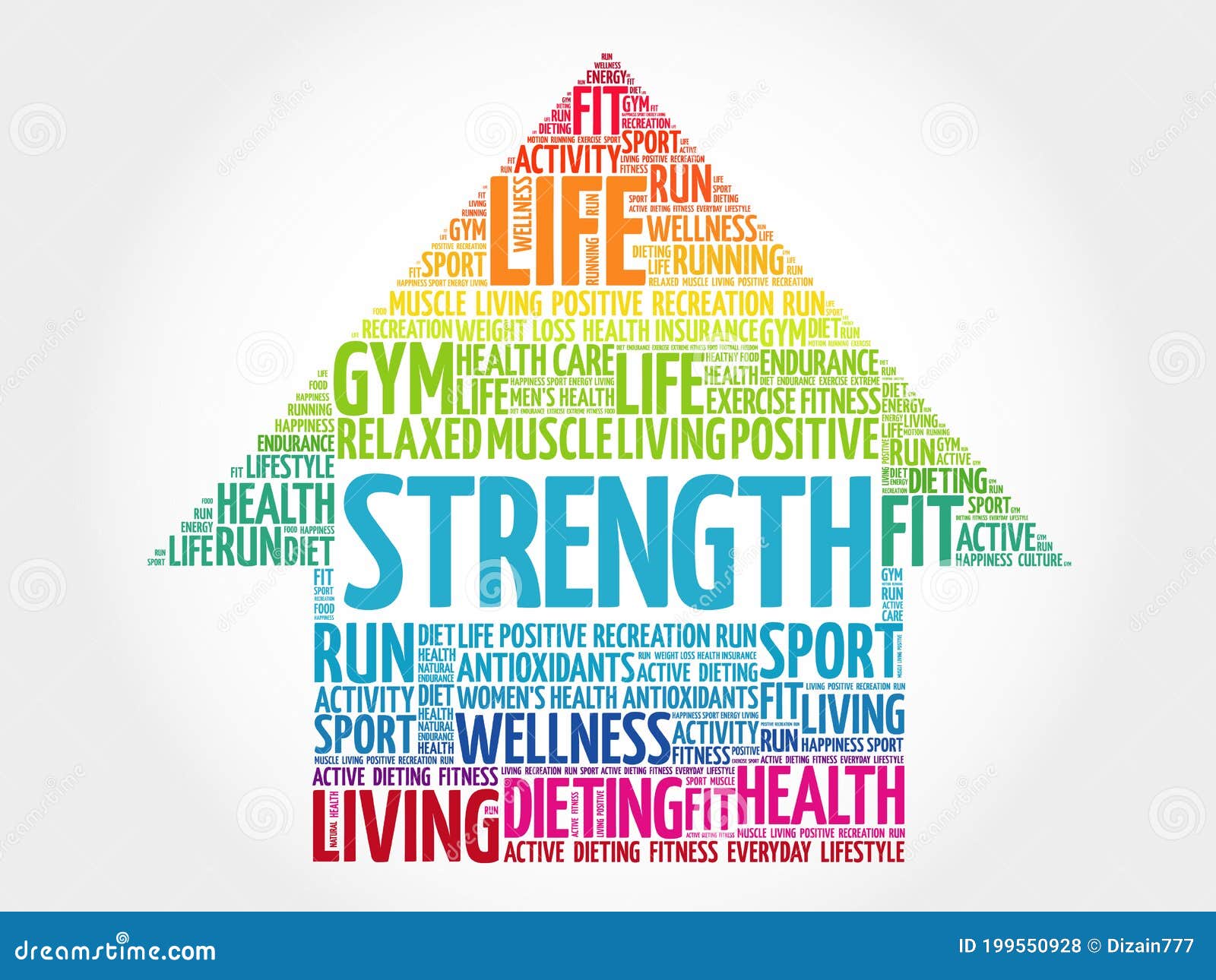 Strength arrow word cloud stock illustration. Illustration of collage ...