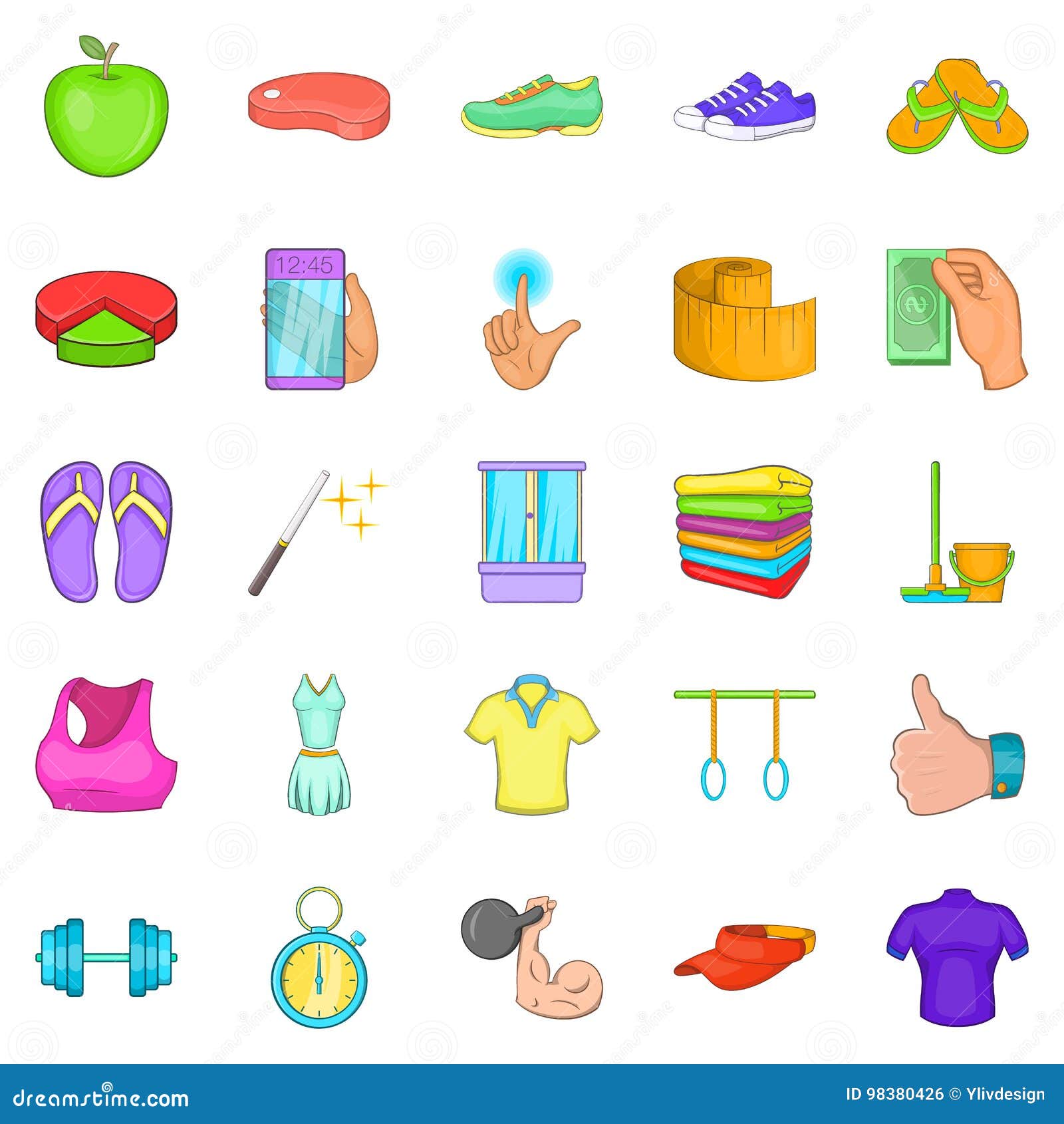 Strength Icons Set, Cartoon Style Stock Vector - Illustration of ...