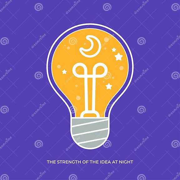 The Strength of the Light Bulbs with the Moon Sign in it Stock ...