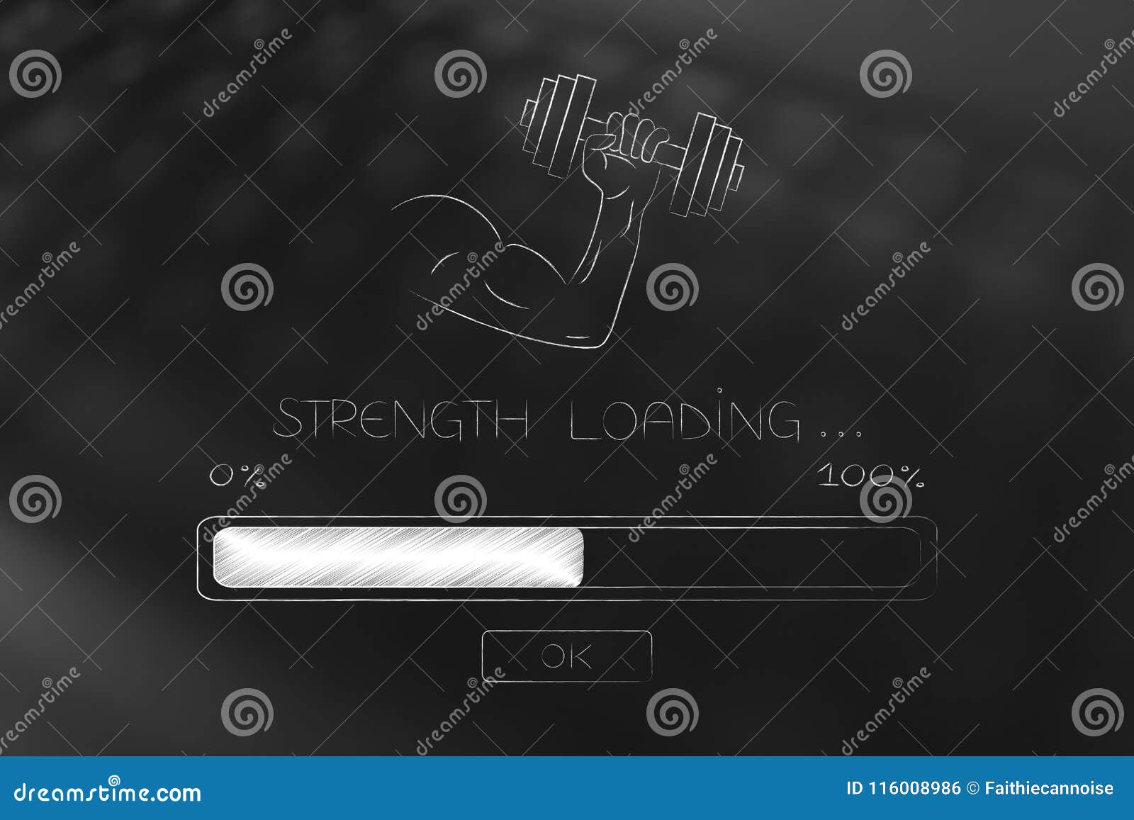 Strength Loading Arm Holding Dumbbell and Progress Bar Below Stock ...
