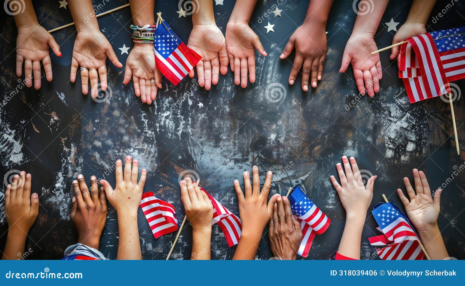Strength in Unity. Human Hands and American Flags, Convey Powerful ...
