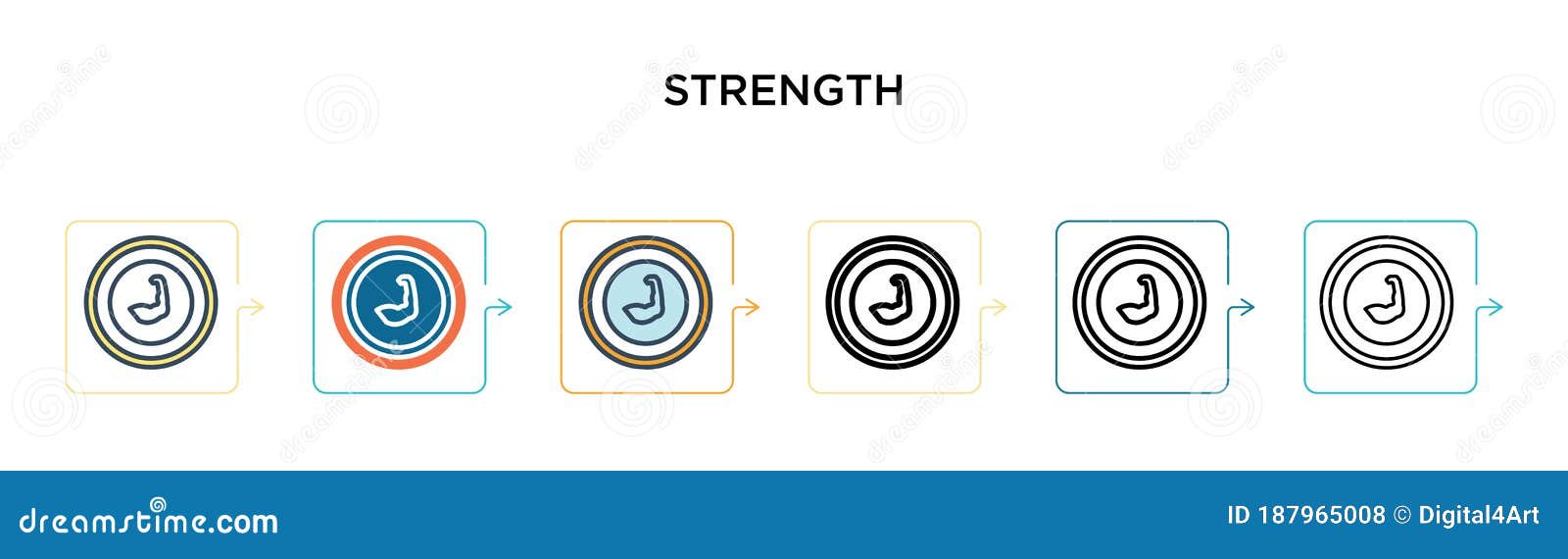 Strength Vector Icon in 6 Different Modern Styles. Black, Two Colored ...