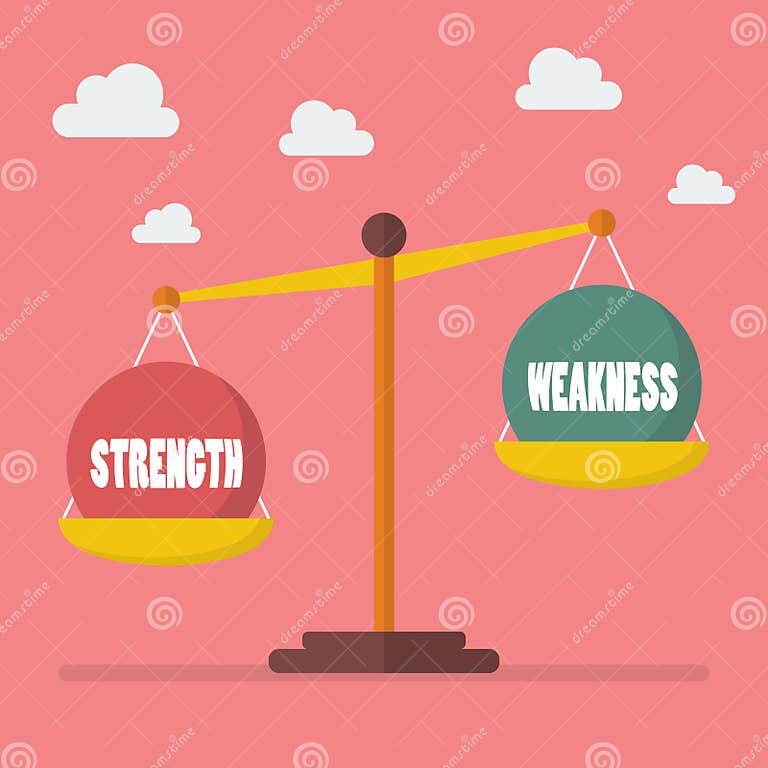 Strength and Weakness Balance on the Scale Stock Vector - Illustration ...