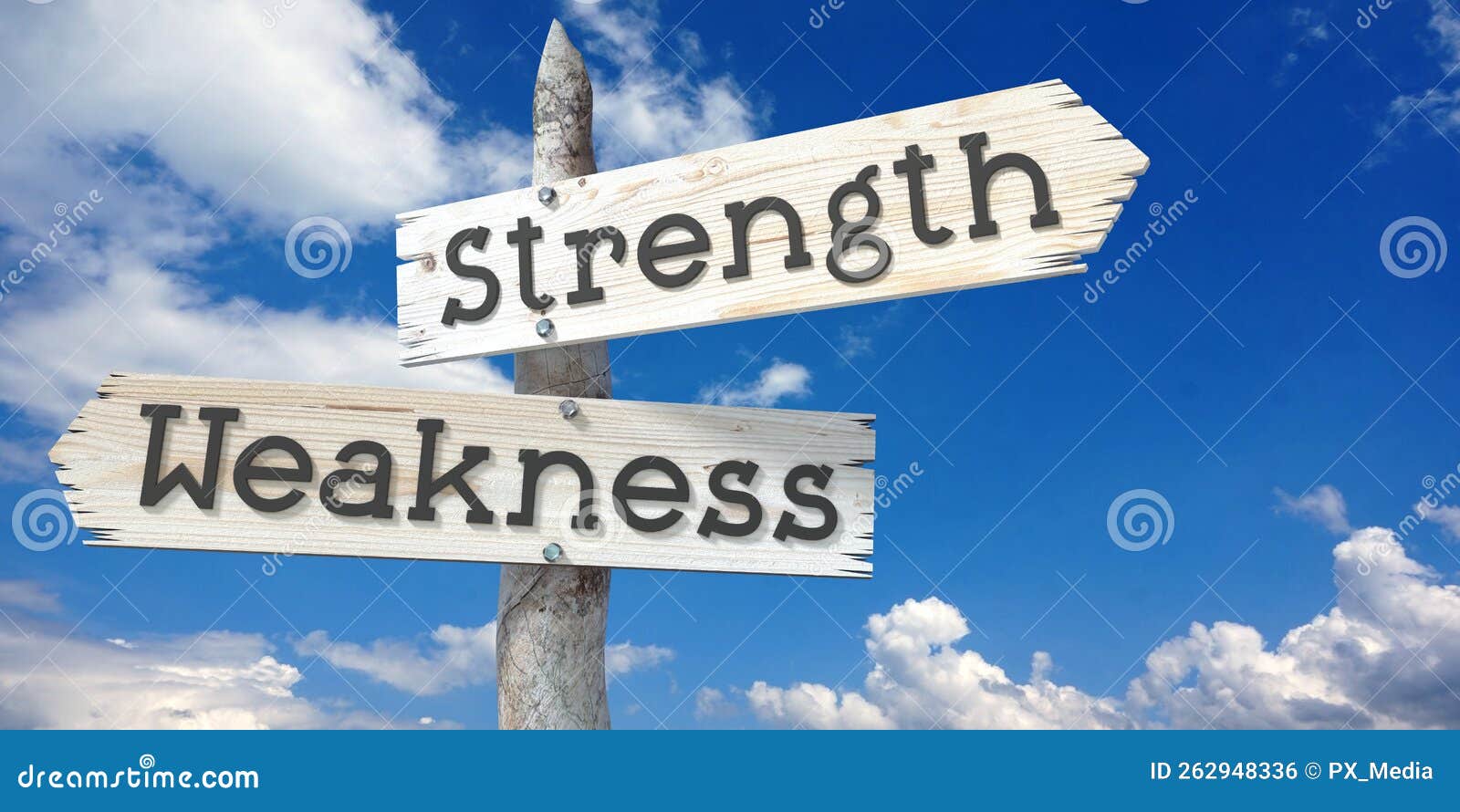 Strength and Weakness - Wooden Signpost with Two Arrows Stock ...