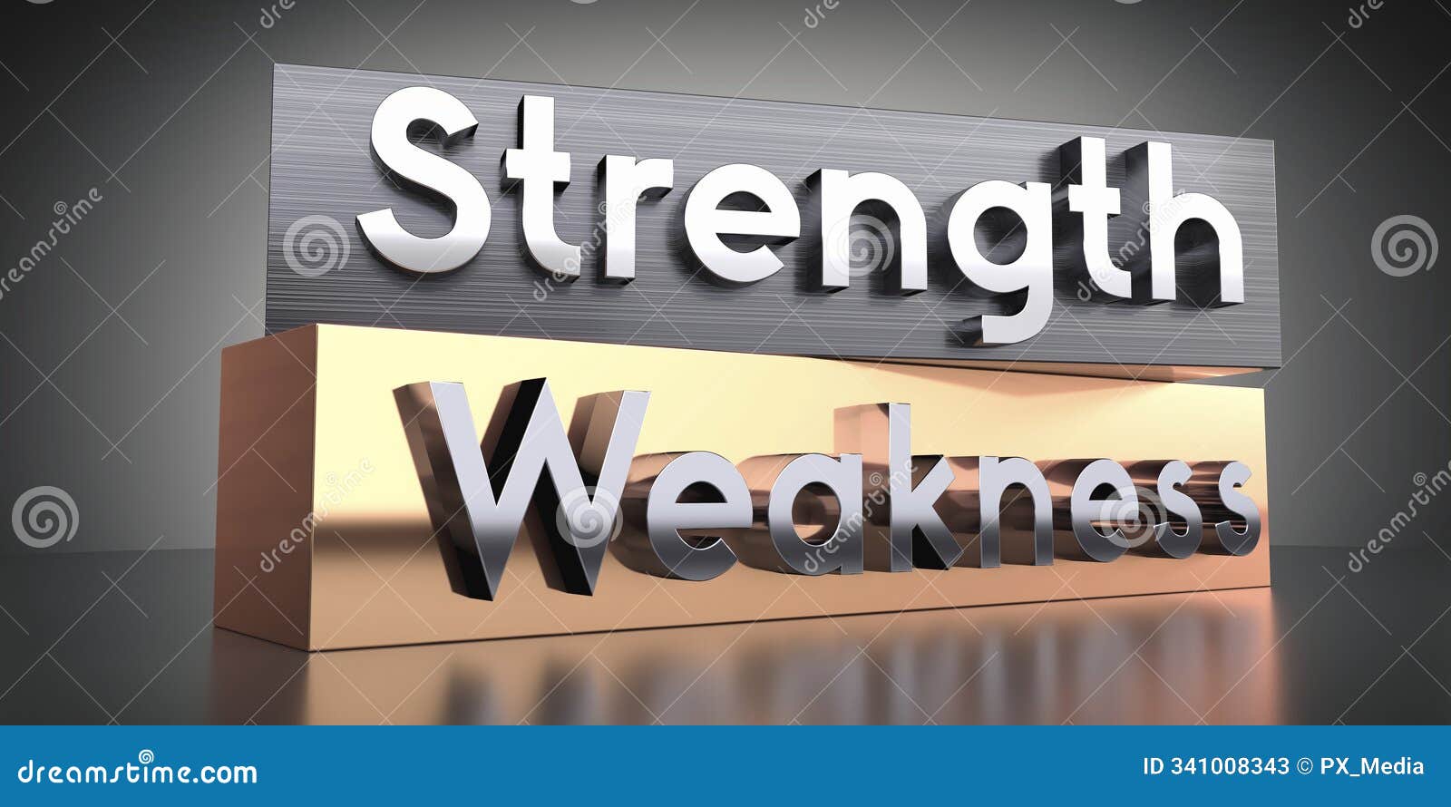 Strength, Weakness - Words on Metal Blocks Stock Illustration ...