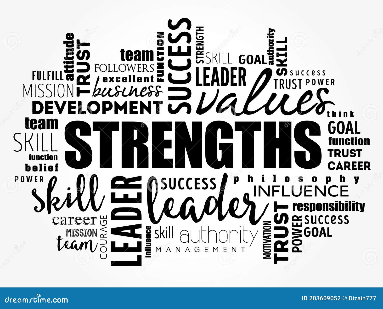 Strengths Word Cloud Collage, Business Concept Background Stock ...