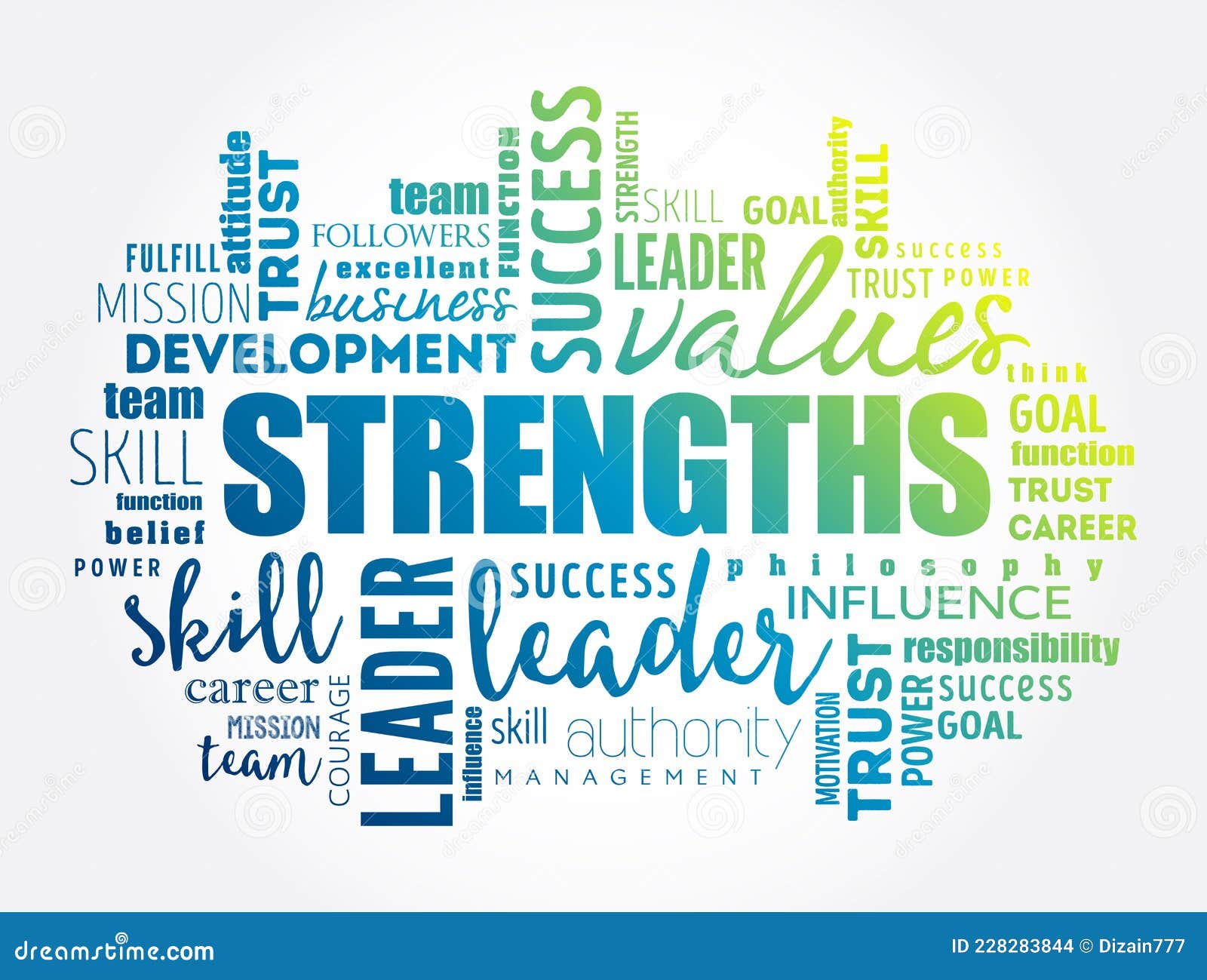 Strengths Word Cloud Collage, Business Concept Background Stock ...