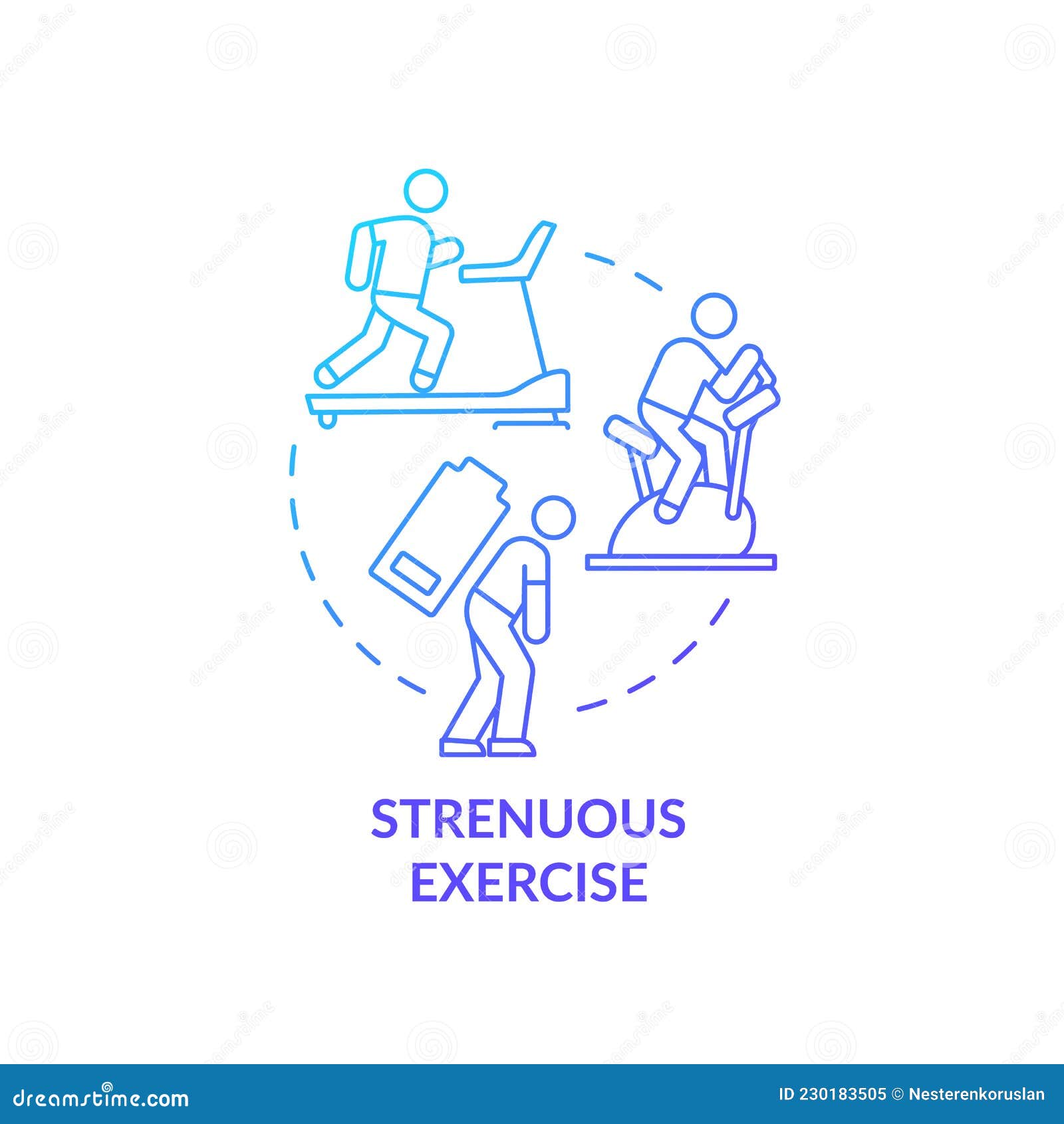 Strenuous Exercise Blue Gradient Concept Icon Stock Vector ...