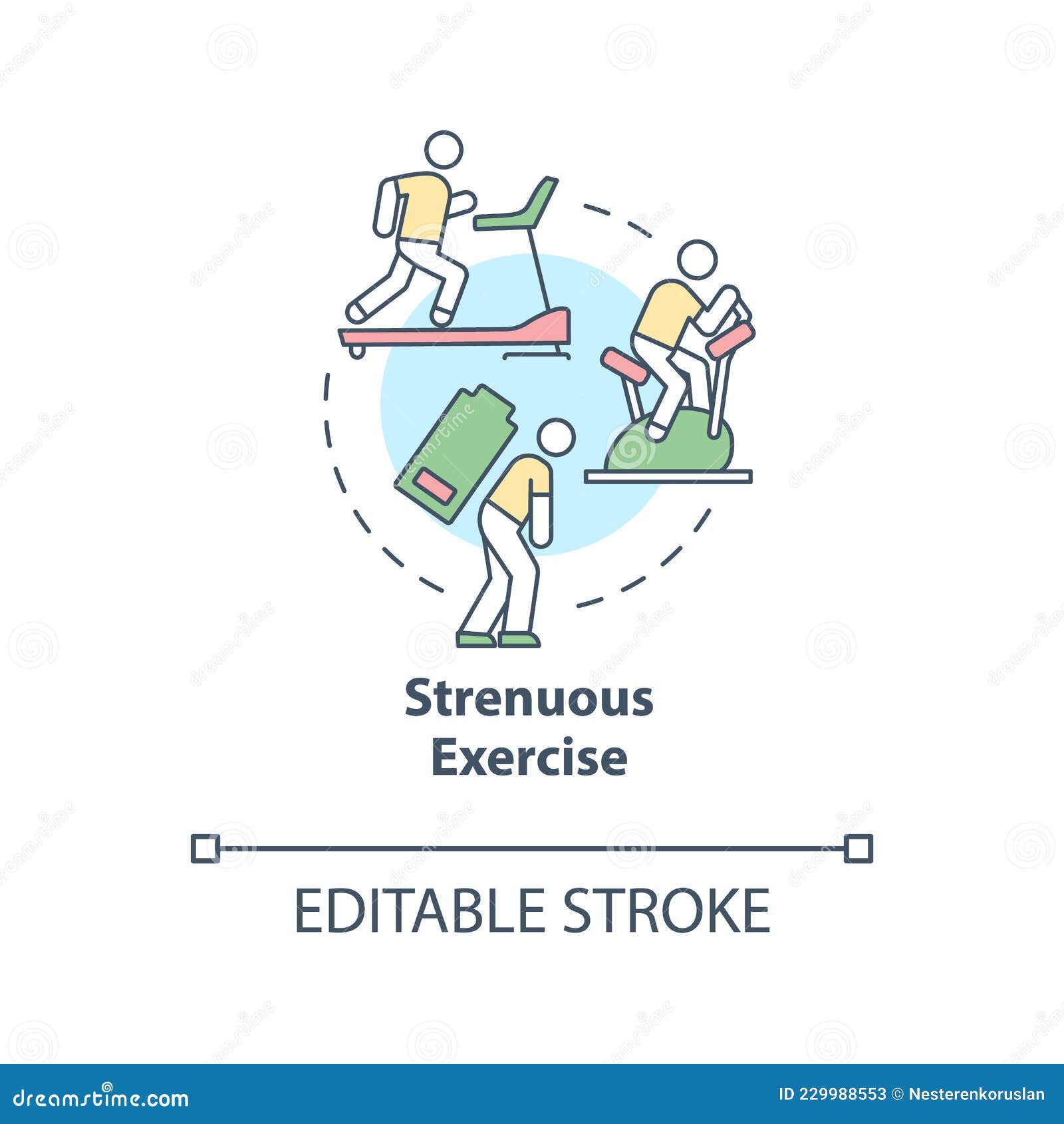 Strenuous Exercise Concept Icon Stock Vector - Illustration of lined ...