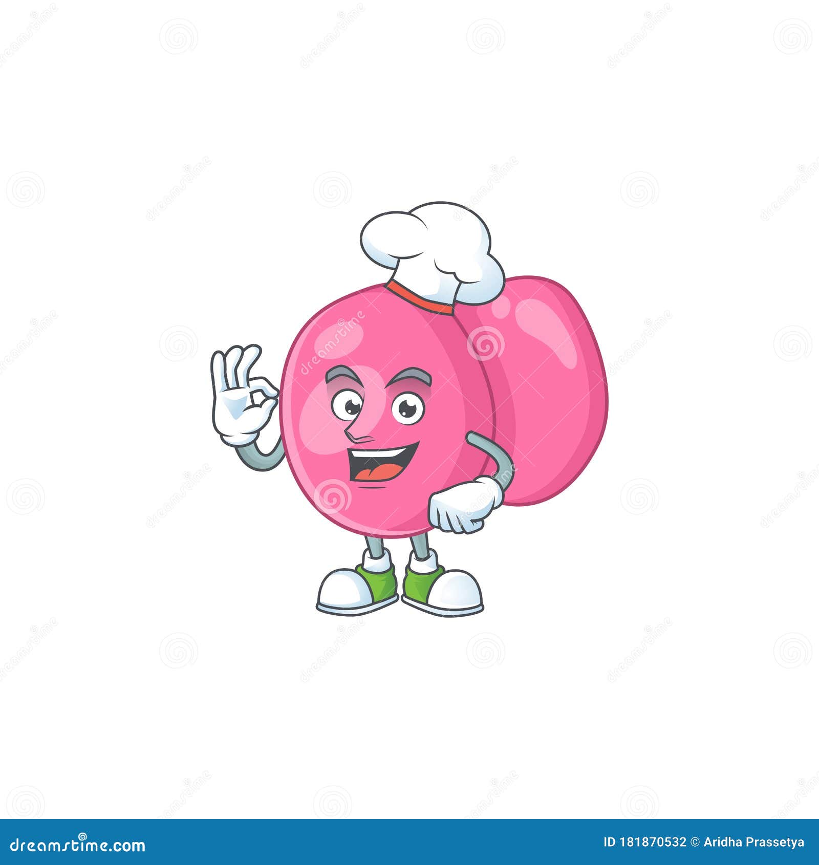 Streptococcus Pyogenes Cartoon Design Style Proudly Wearing White Chef ...