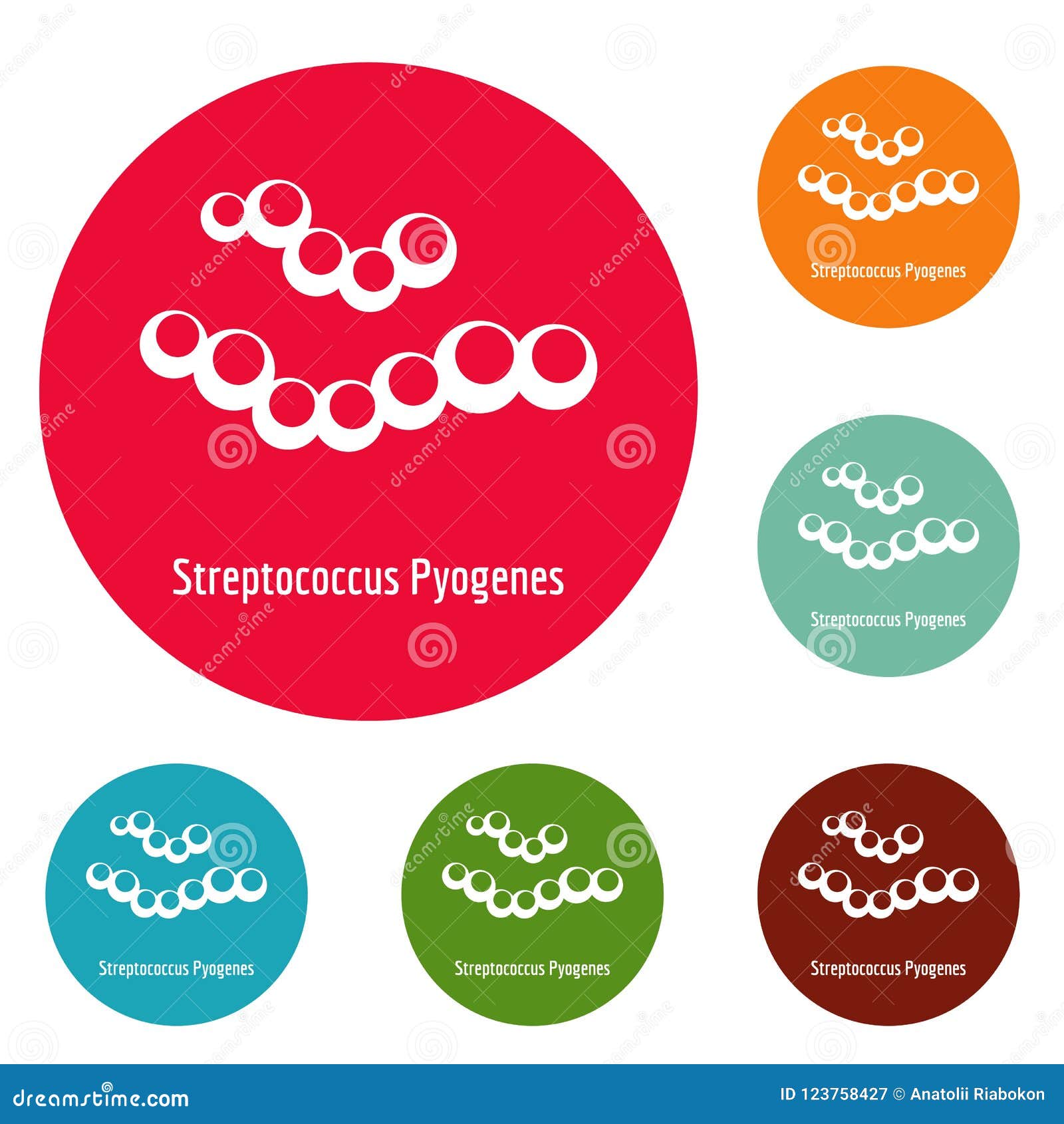Streptococcus Pyogenes Icons Circle Set Stock Illustration ...