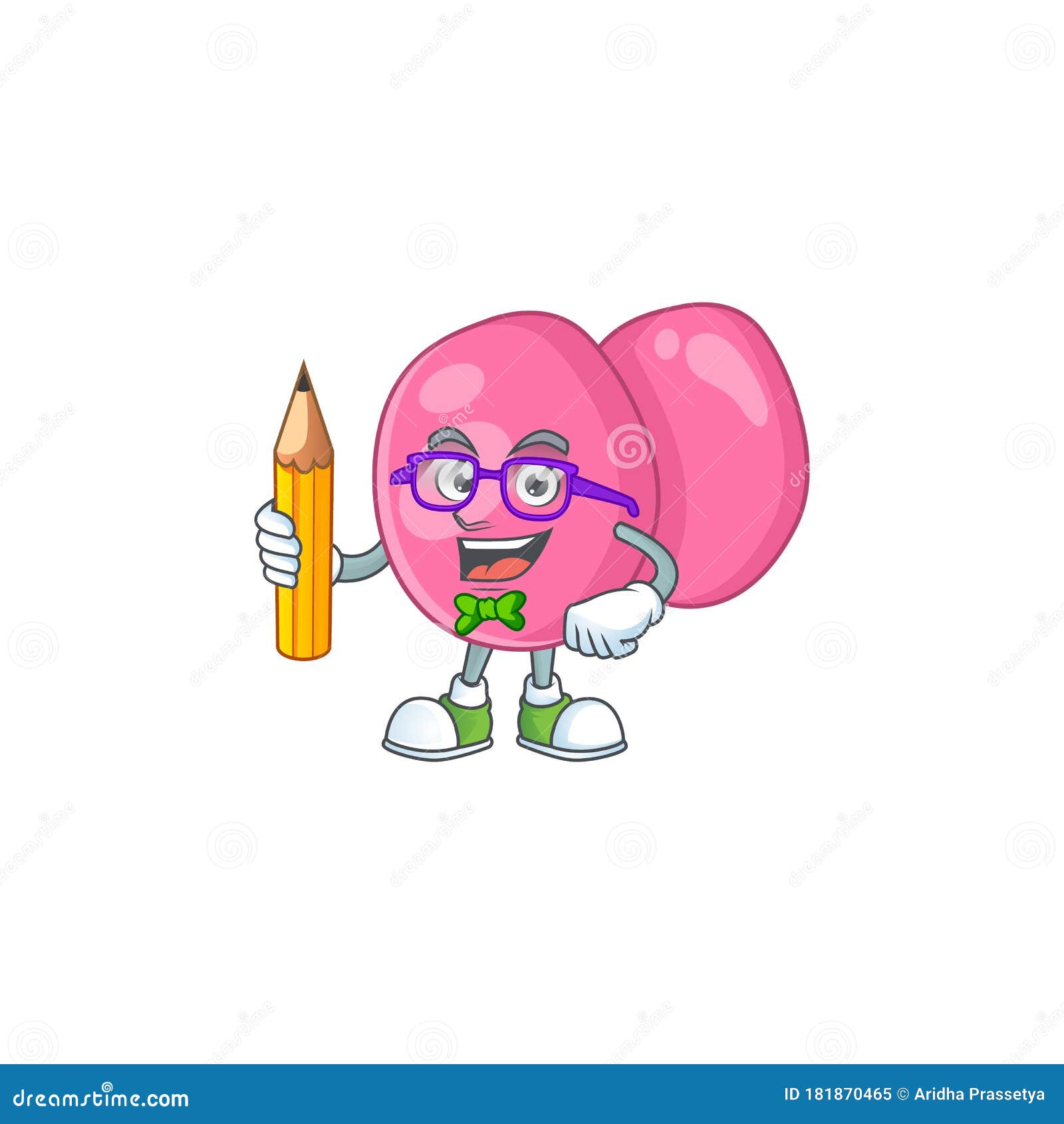 Streptococcus Pyogenes Student Cartoon Character Studying with Pencil ...