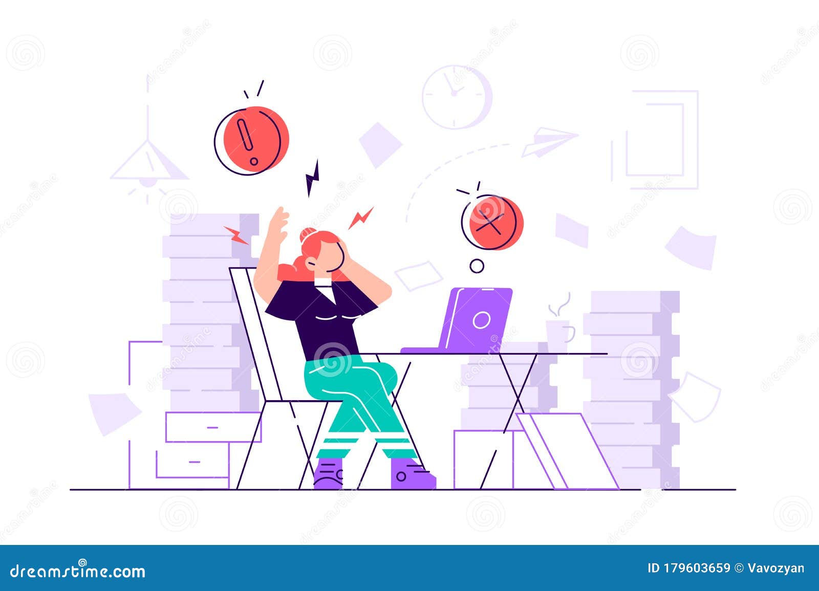 Tired and Exasperated Woman Office Worker Stock Vector - Illustration ...