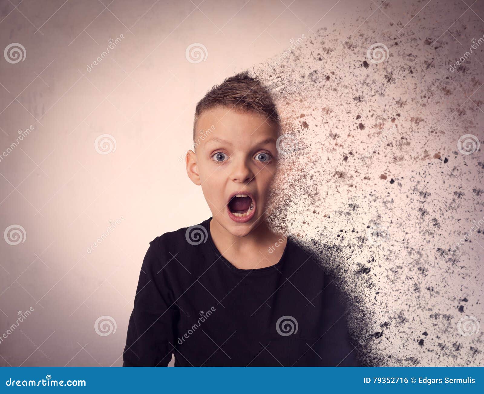 Stress and Anxiety. the Boy S Portrait Smashed Stock Photo - Image of ...