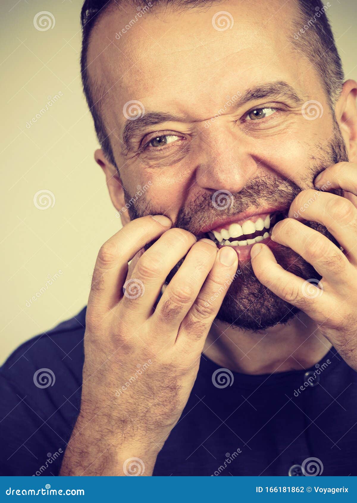Man biting his nails stock photo. Image of male, biting - 166181862