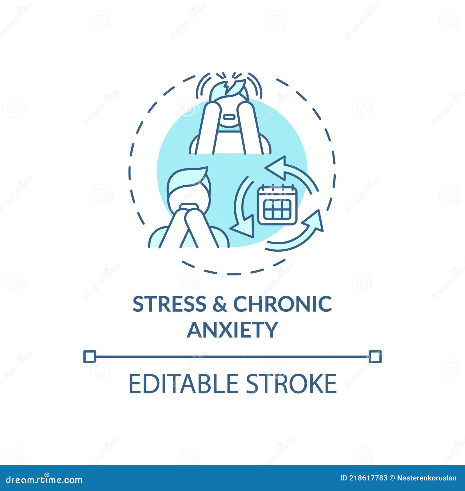 Stress and Chronic Anxiety Blue Concept Icon Stock Vector ...