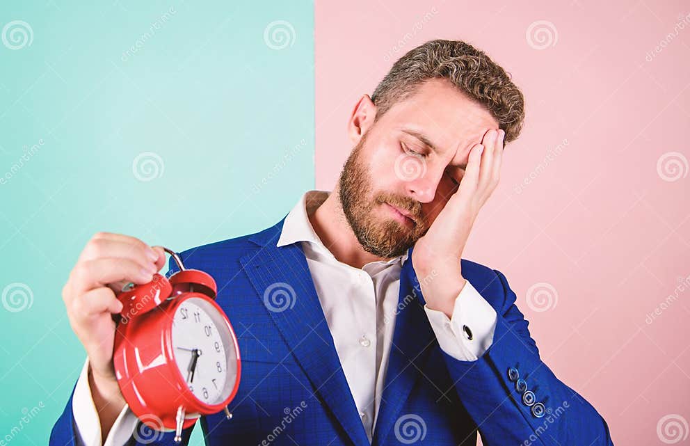 Stress Concept Mature Man Beard Tired Because Of Work Businessman Has