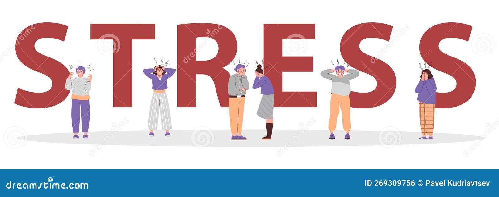 Stress And Tense People Cartoon Characters Flat Vector Illustration ...