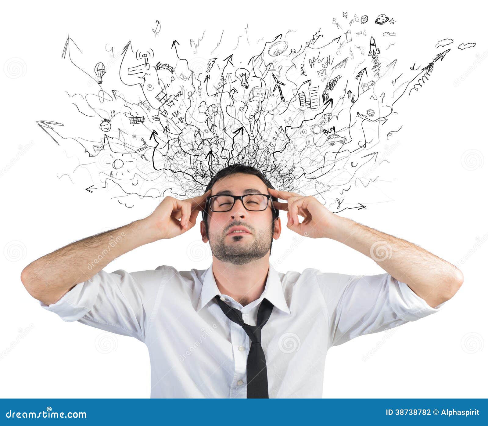 Stress and confusion stock photo. Image of sketch, brain - 38738782