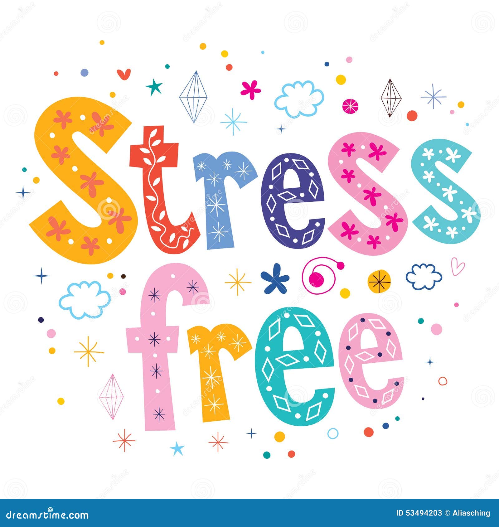 Stress Free Typography Lettering Text Design Stock Vector ...