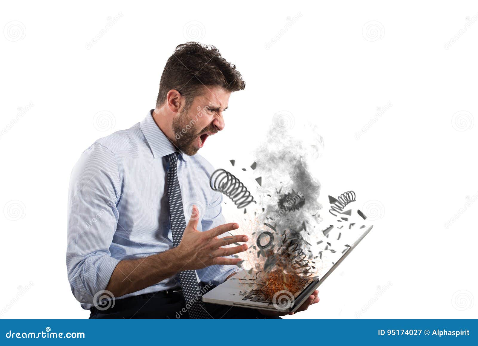 Stress and Frustration Caused by a Computer Stock Image - Image of ...