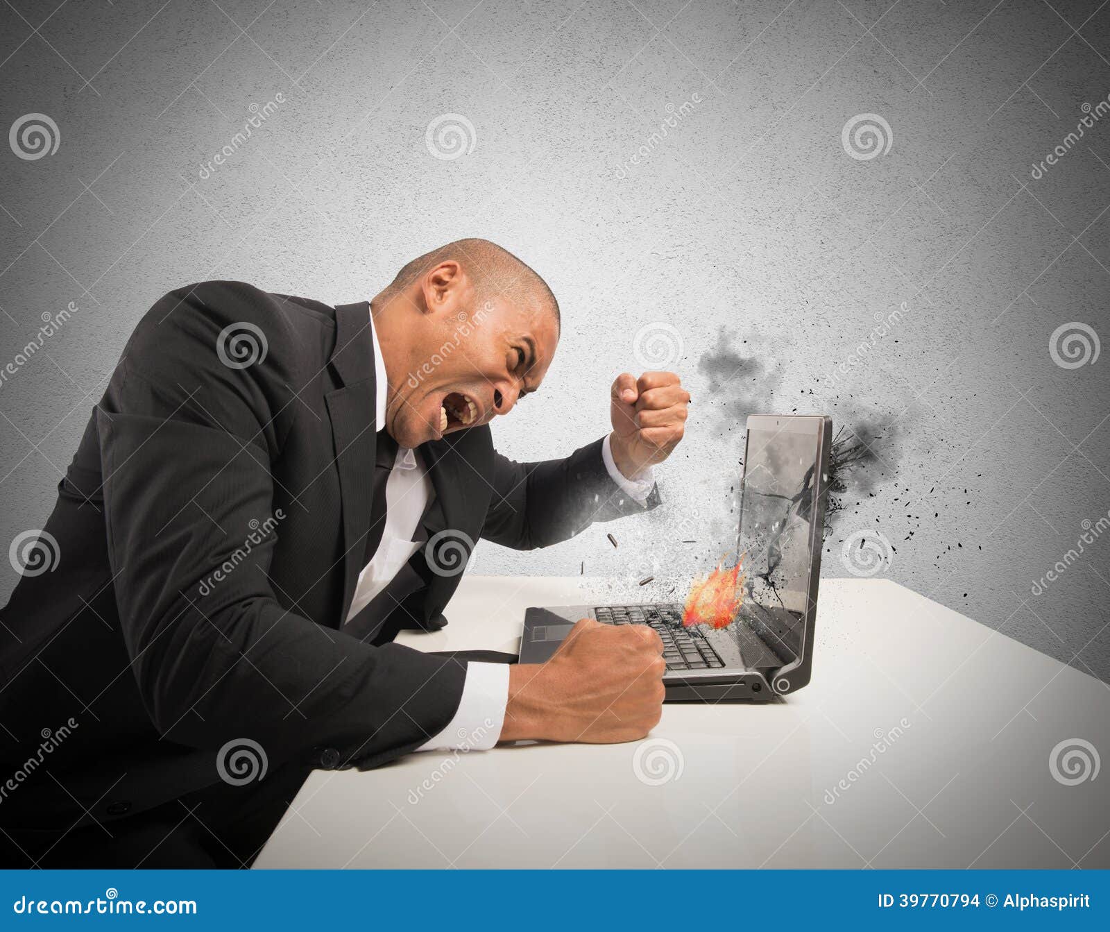 Stress and Frustration Caused by a Computer Stock Photo - Image of ...