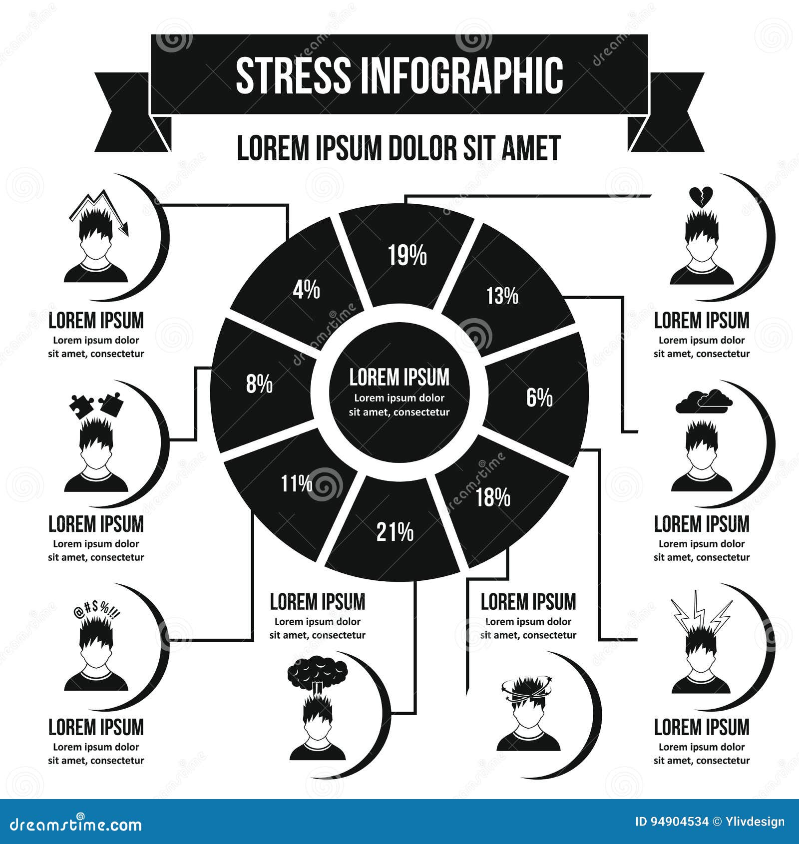 Stress Infographic Concept, Simple Style Stock Vector - Illustration of ...