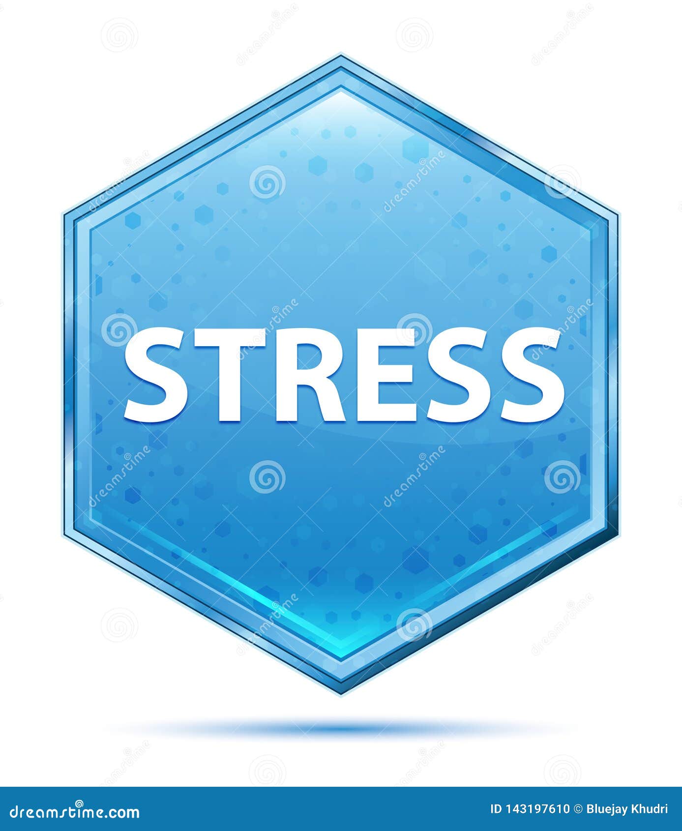 Stress Crystal Blue Hexagon Button Stock Illustration - Illustration of ...