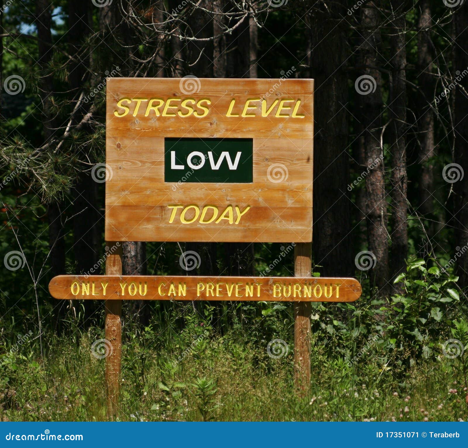 Stress Level low sign stock image. Image of bark, wood - 17351071