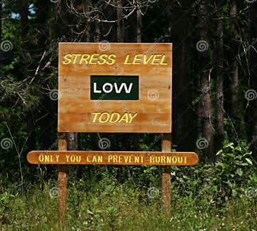Stress Level low sign stock image. Image of bark, wood - 17351071