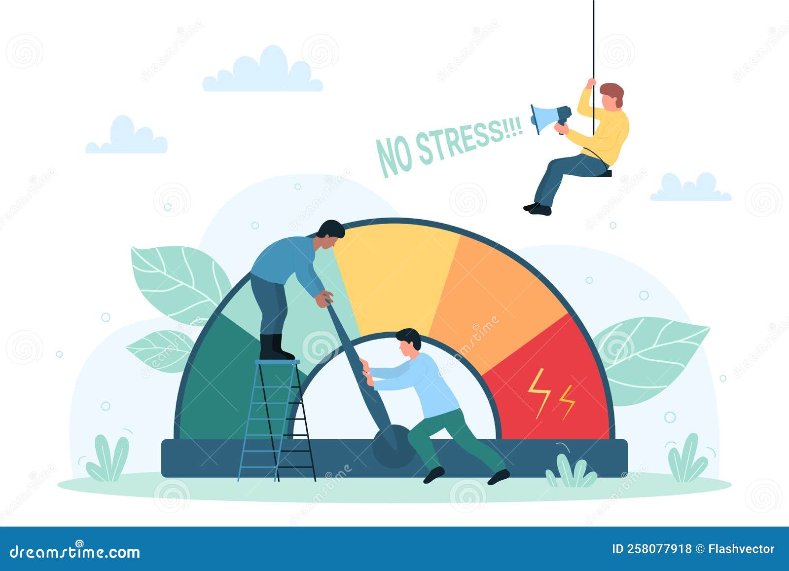 Stress Level Solution And Tension Decrease, Tiny People Reduce Pressure ...