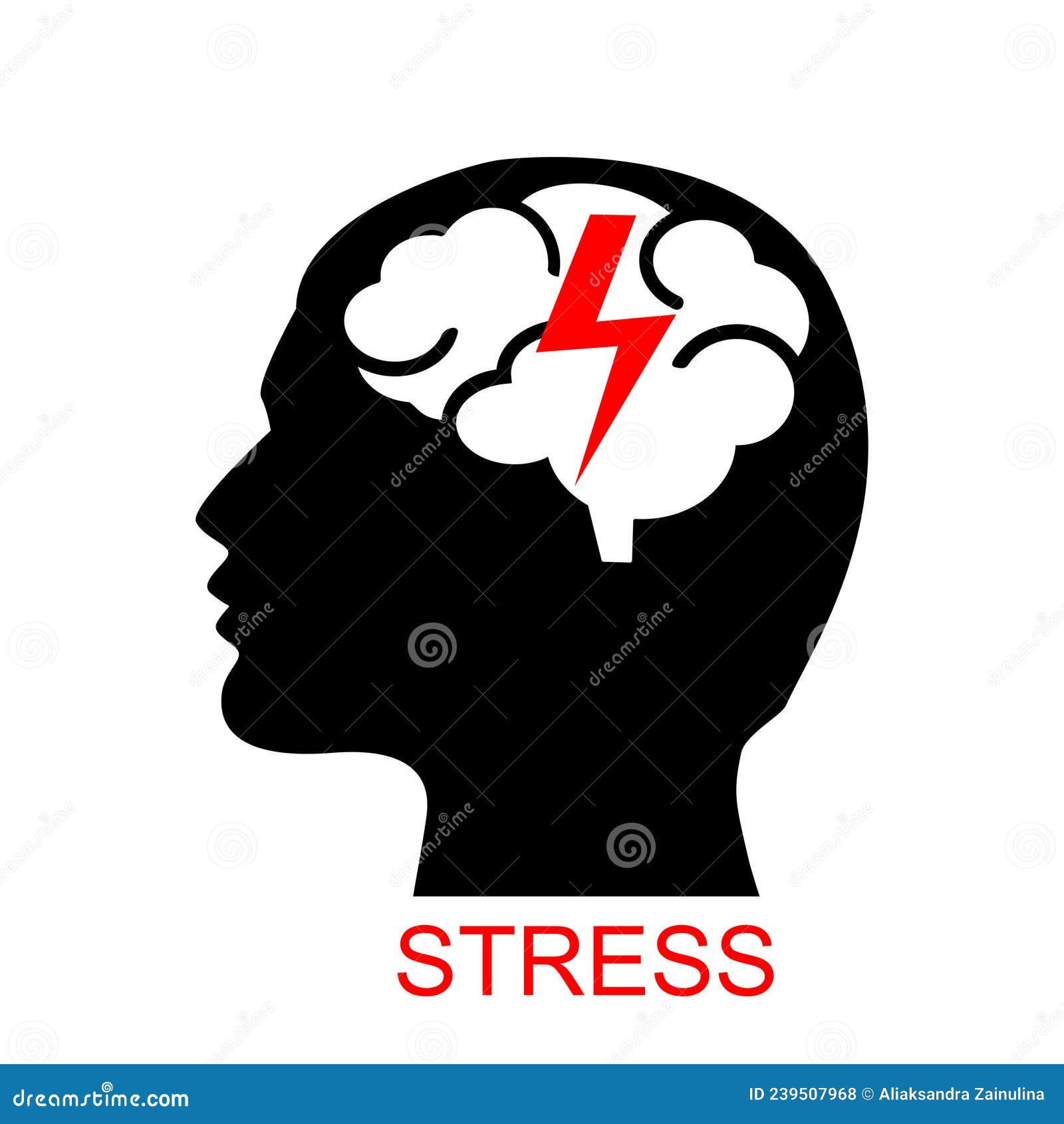 Stress Man Head Icon with Brain Concept Stock Vector - Illustration of ...