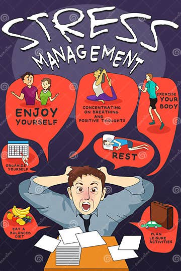 Stress Management Infographic Stock Vector - Illustration of young ...