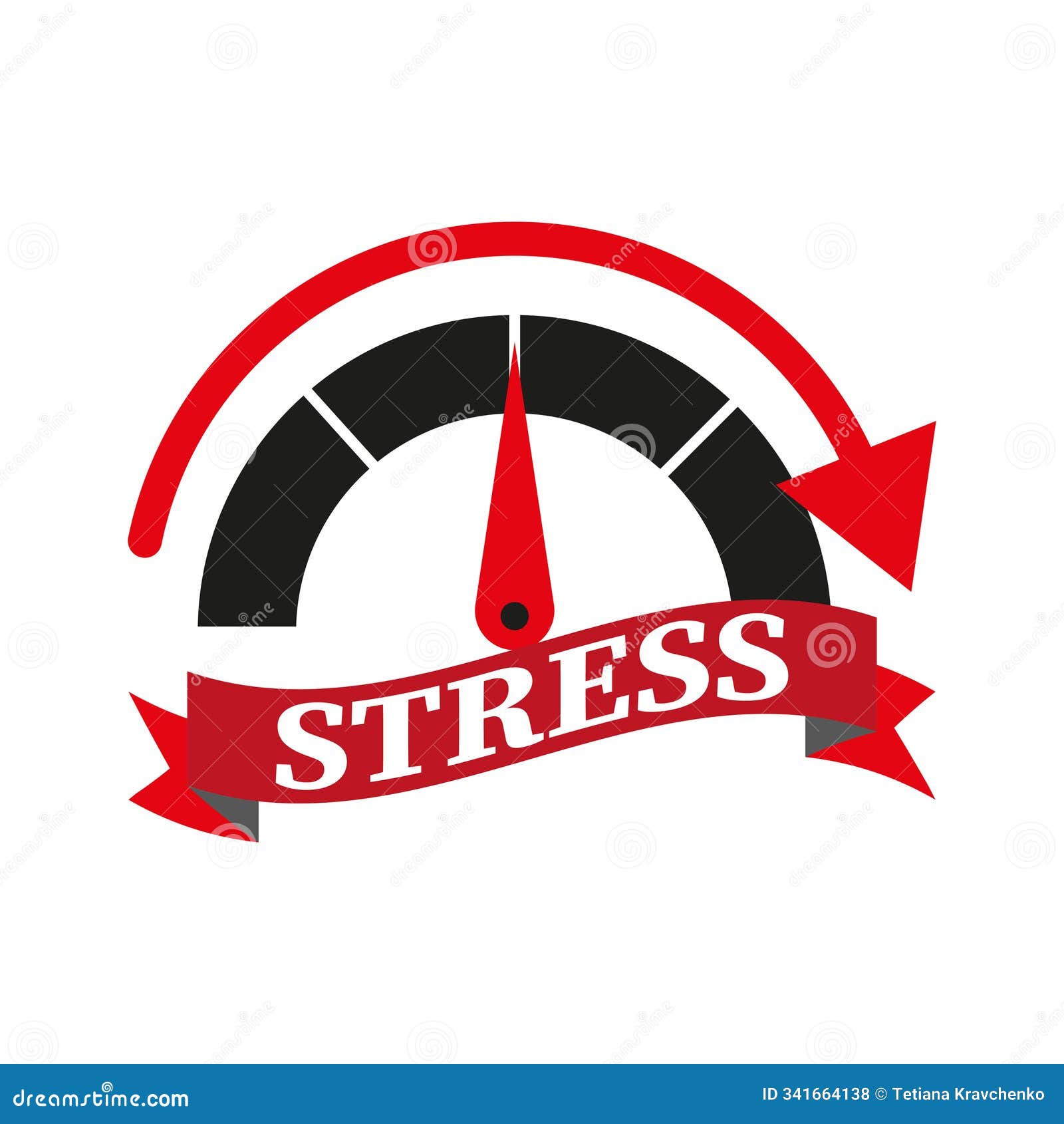 Stress Meter Icon. Red Arrow and Gauge. Stress Level Indicator. Bold ...