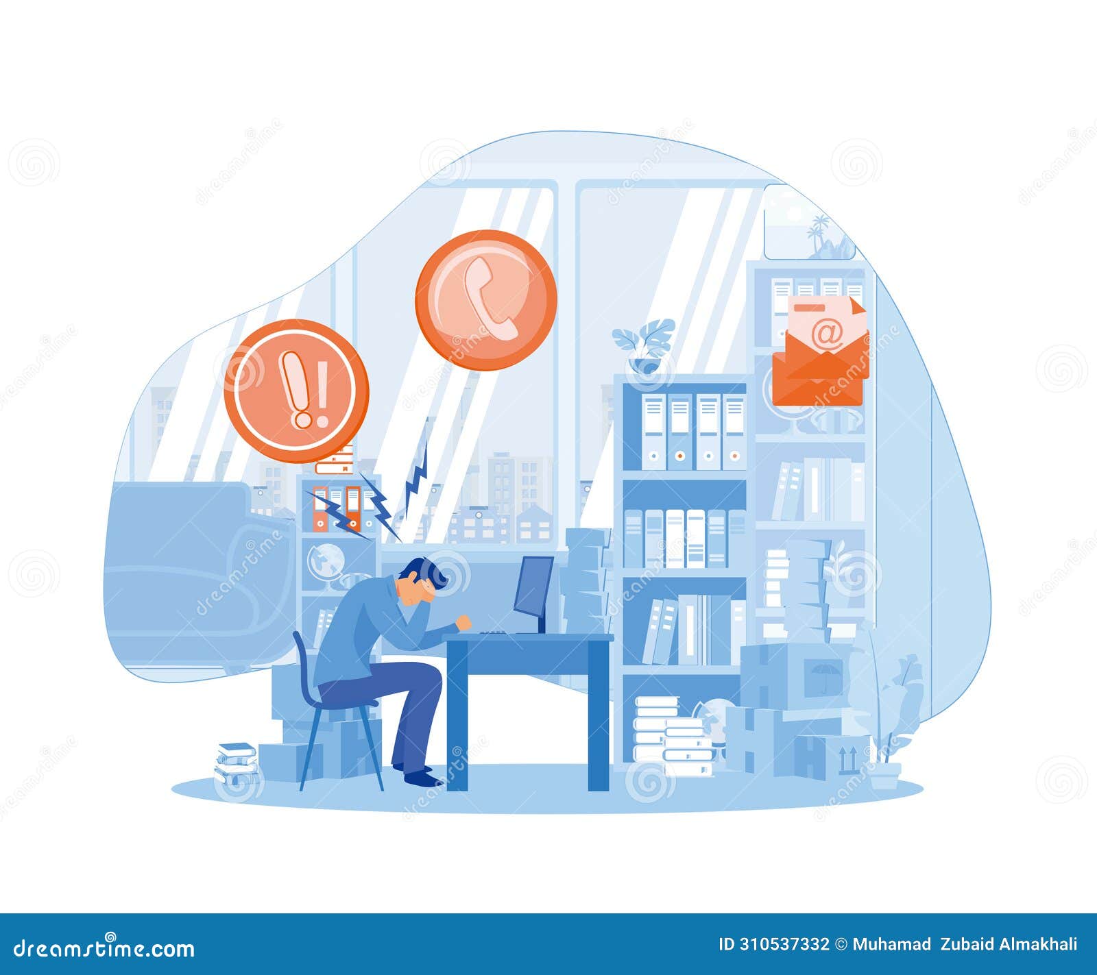 Stress in Office Concept. Tired and Exasperated Office Worker is ...