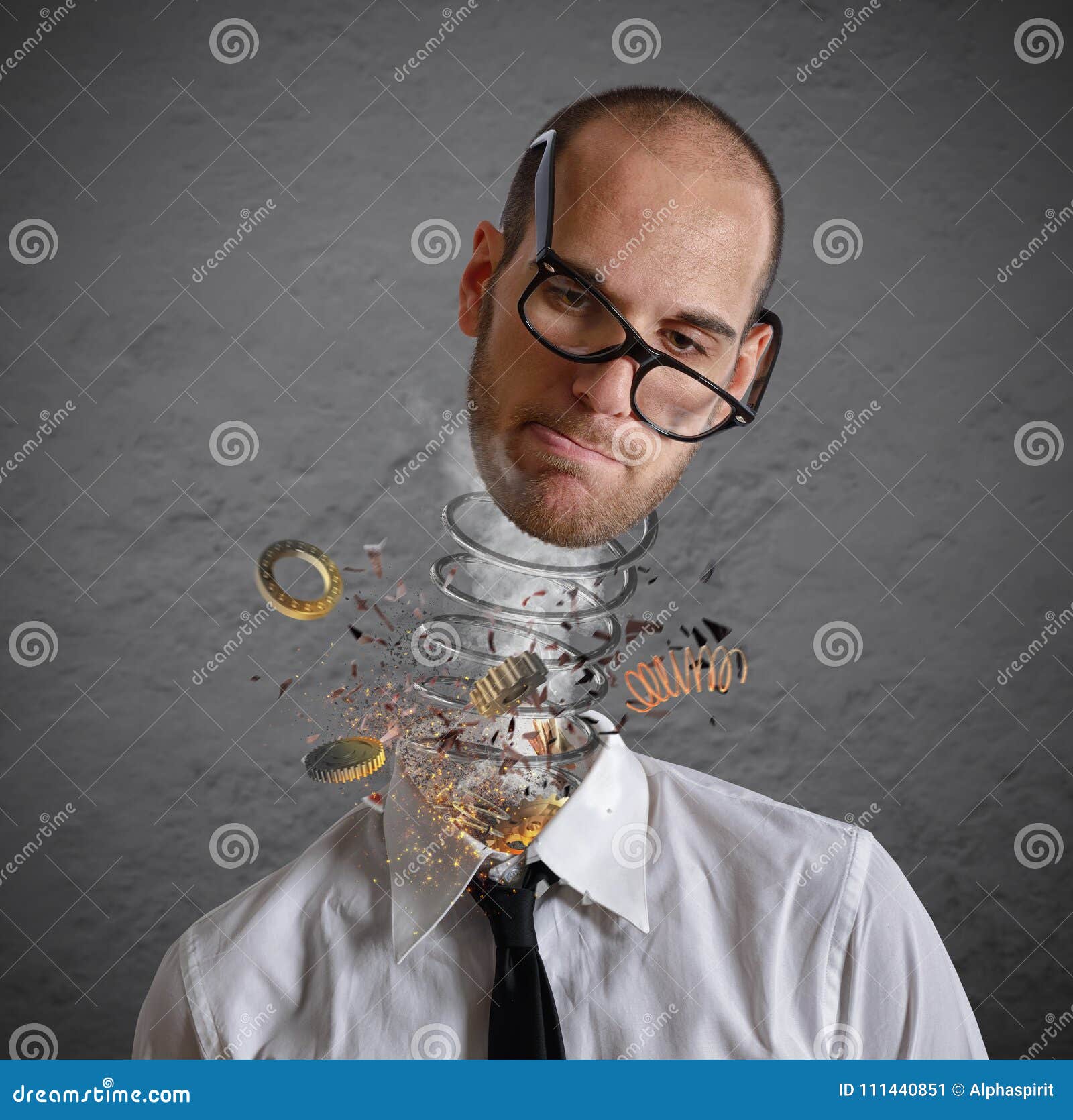 Stress and Overwork Concept. Explosion of a Head of a Businessman Stock ...