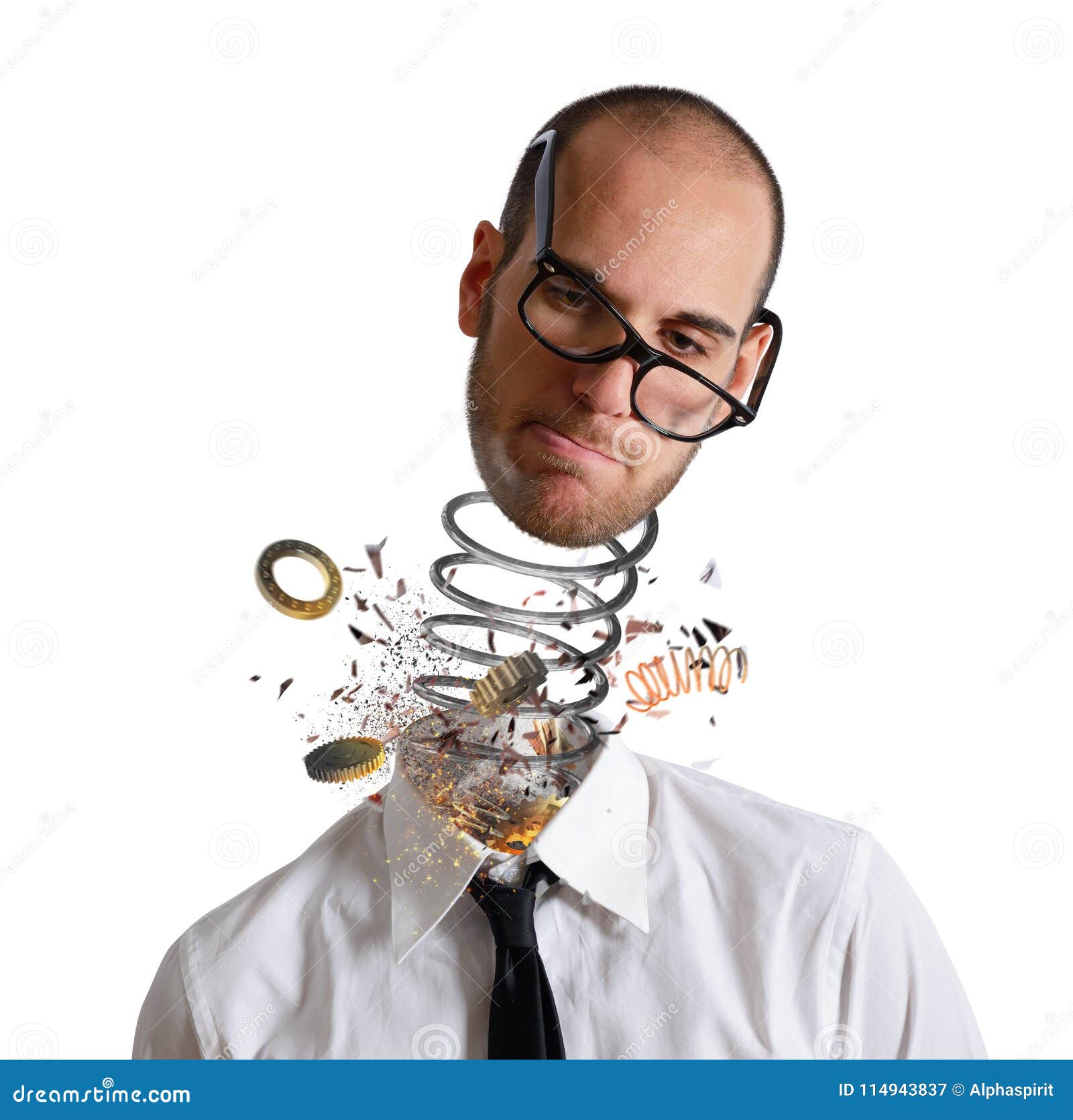 Stress and Overwork Concept. Explosion of a Head of a Businessman Stock ...