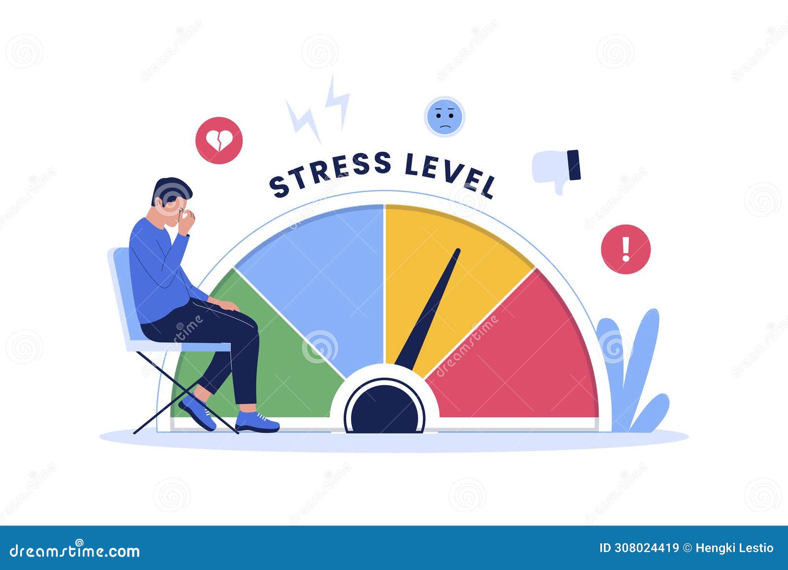 Stress Scale Test Expression with High Level Tension, Depression Stock ...