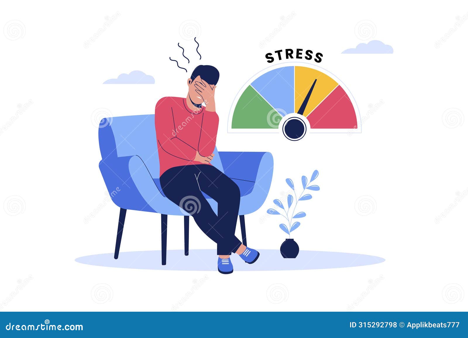 Stress Scale Test Expression with High Level Tension, Depression Stock ...