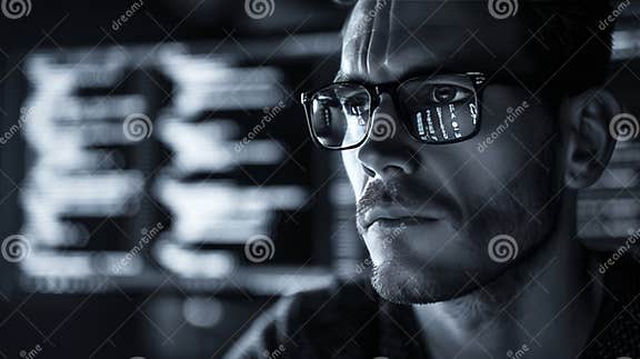 Stress in Software Engineering Closeup of Distressed Man with Code ...