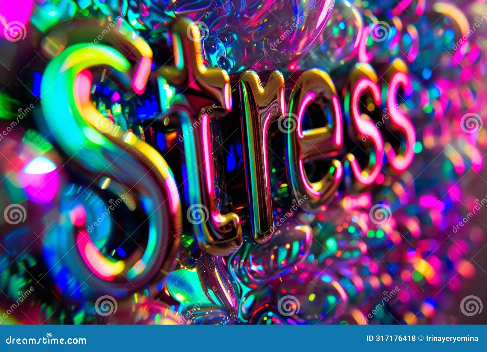 Stress Text in Psychedelic Liquid Metallic Texture Stock Photo - Image ...