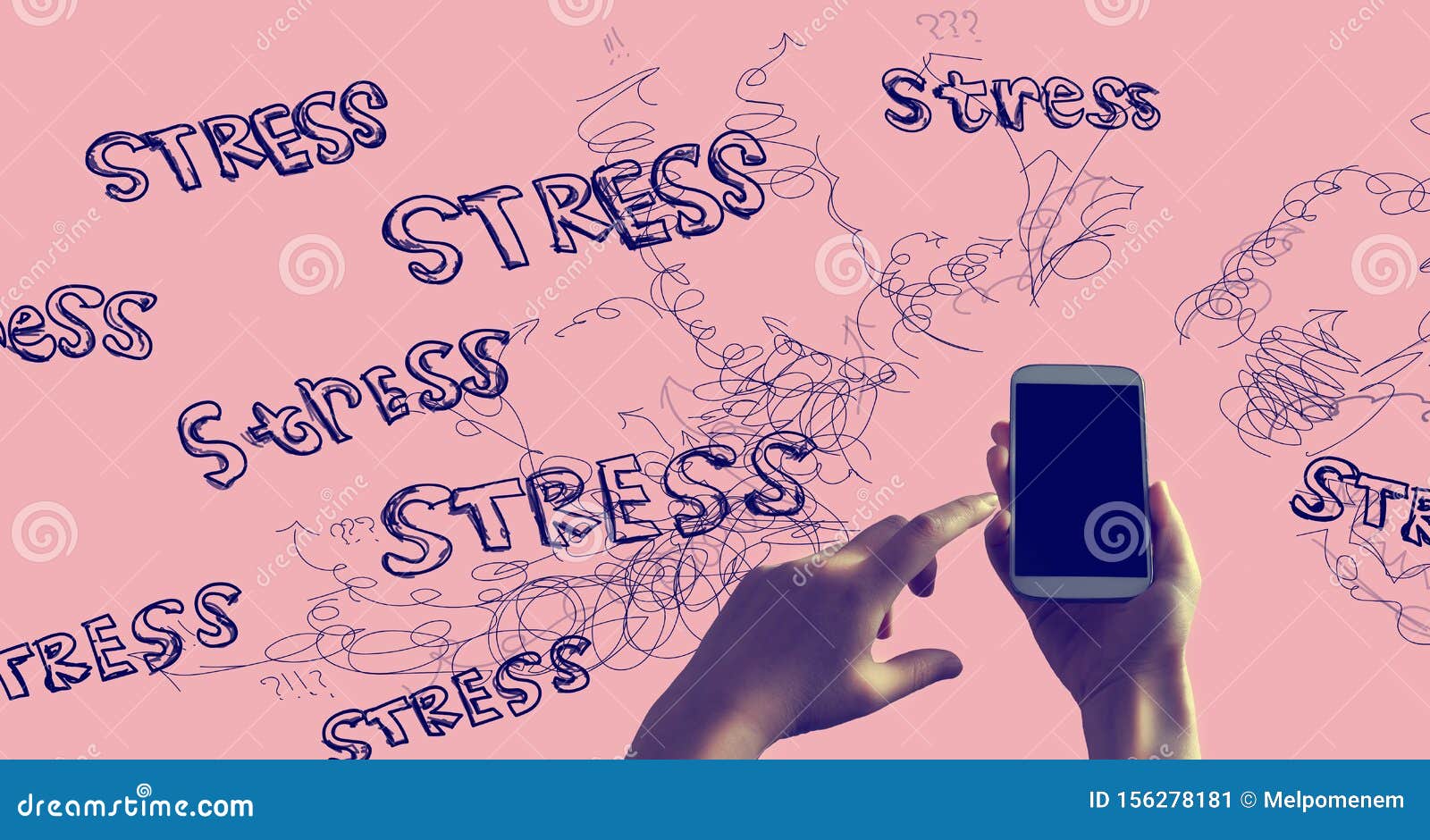 Stress Theme with Smartphone Stock Image - Image of drawing, texting ...