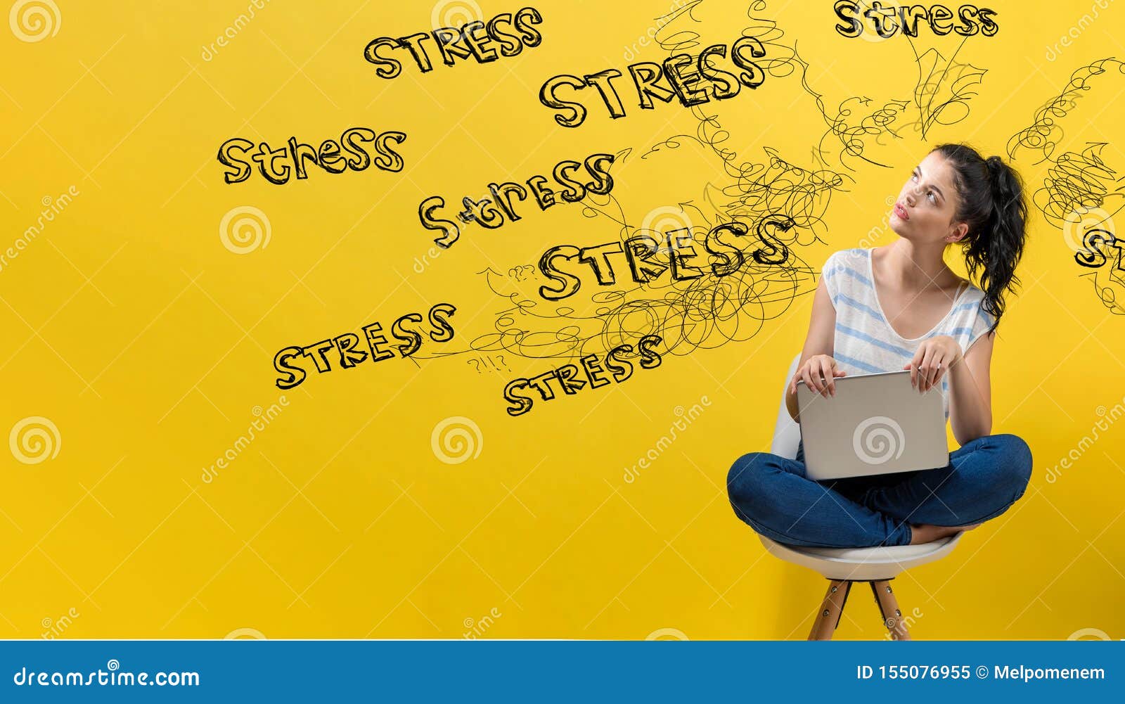 Stress Theme with Woman Using a Laptop Stock Image - Image of difficult ...