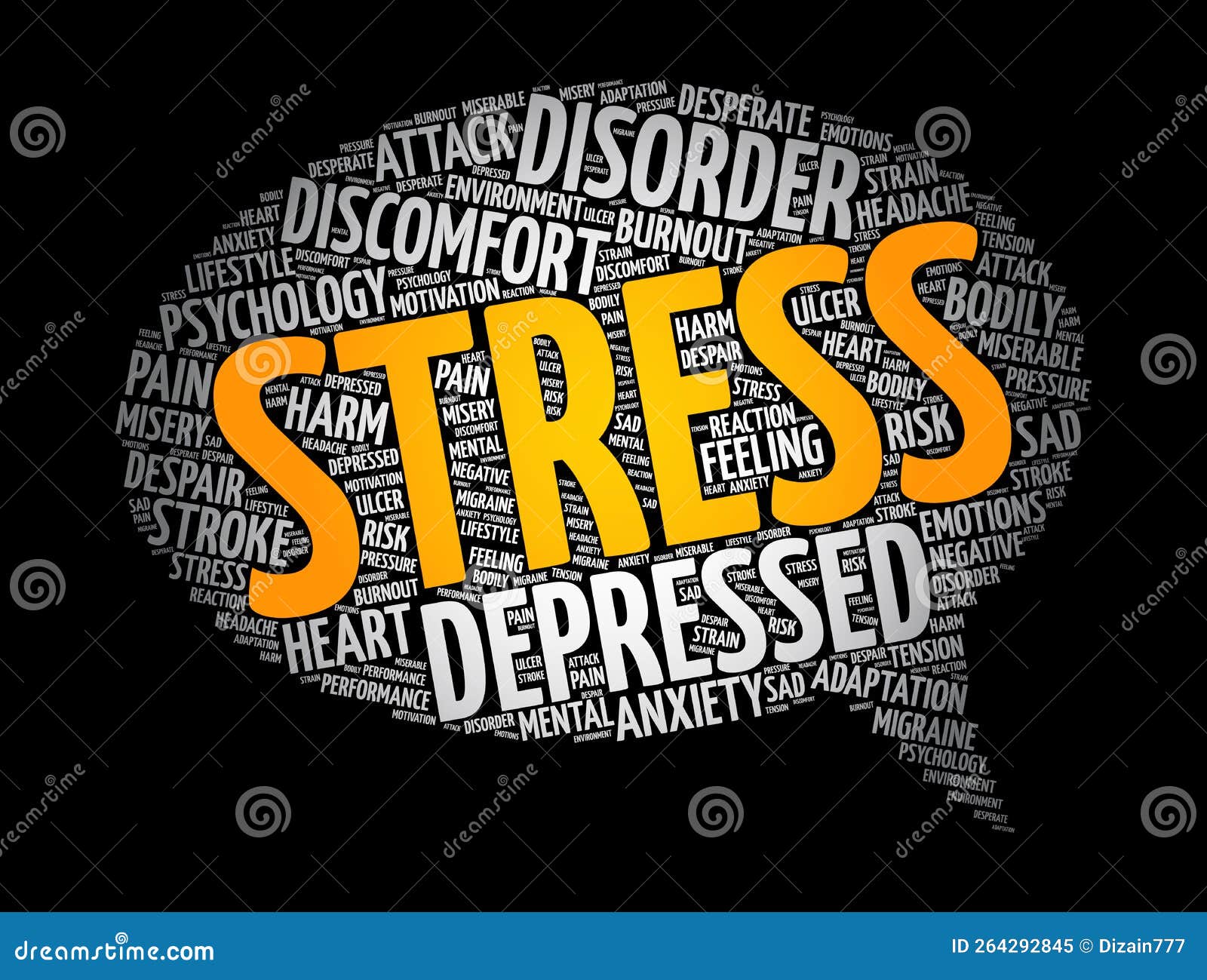 Stress Word Cloud Collage, Health Concept Background Stock Illustration ...